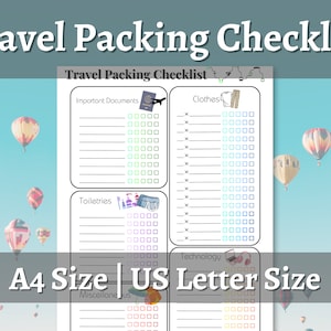 Travel Packing Checklist Printable - Etsy