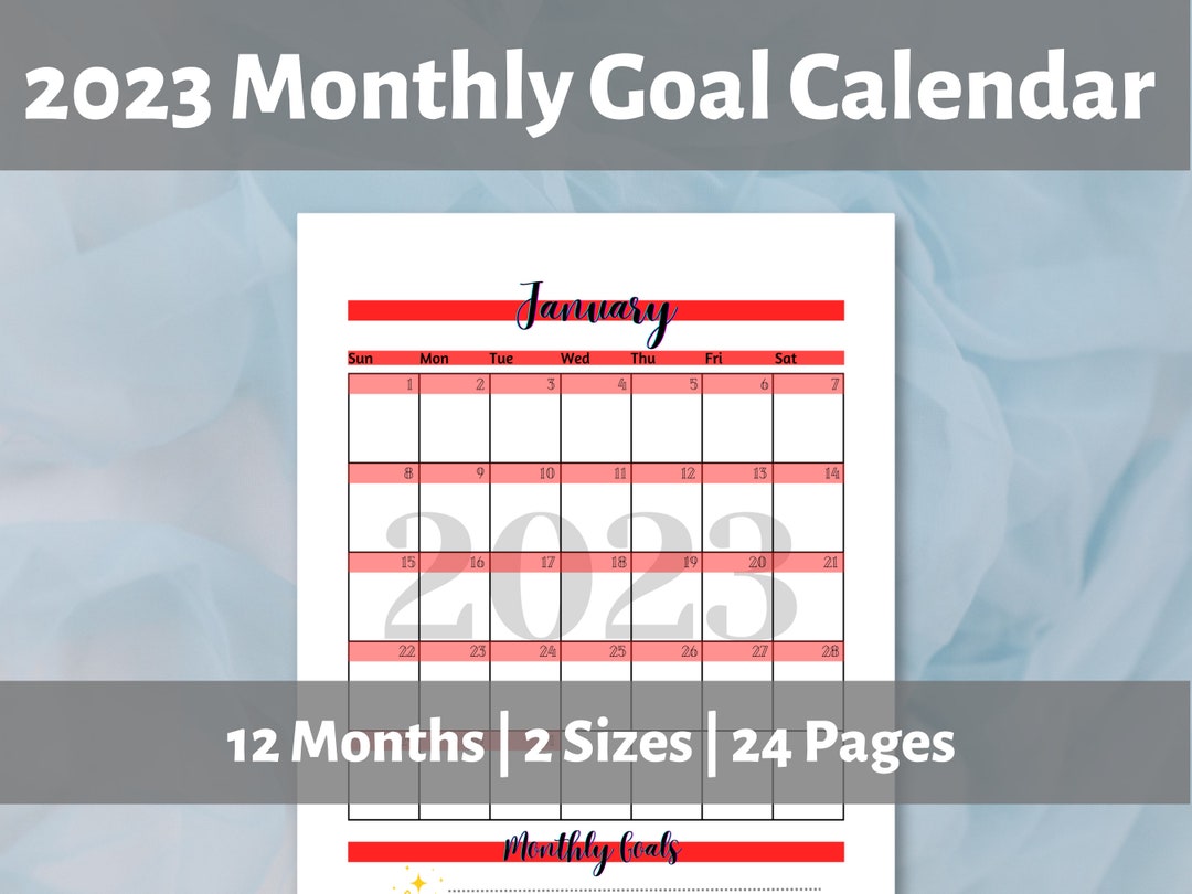 2023 Printable Monthly Goal Calendar - Etsy