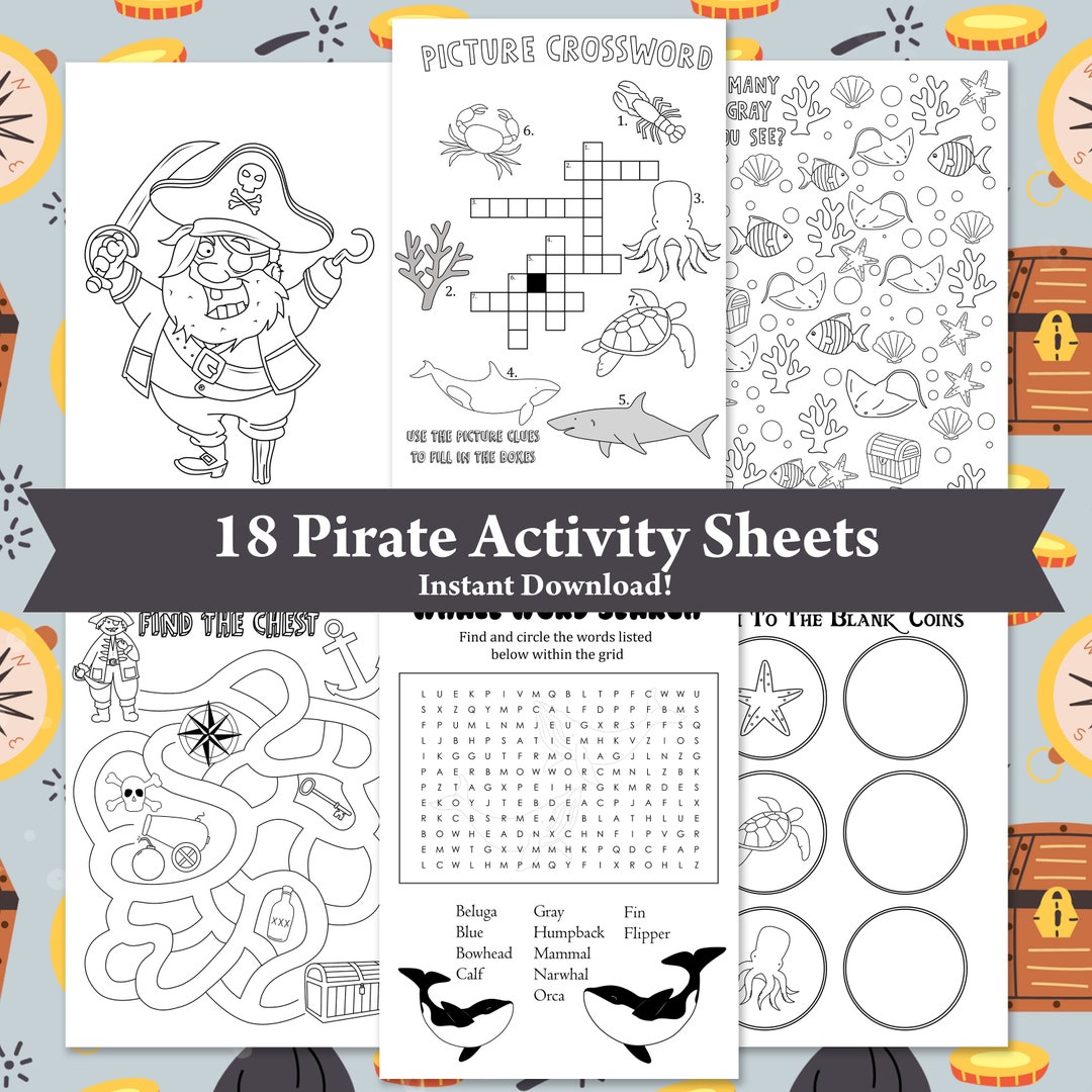 Pirate Activity Pages Instant Download Bundle - Etsy