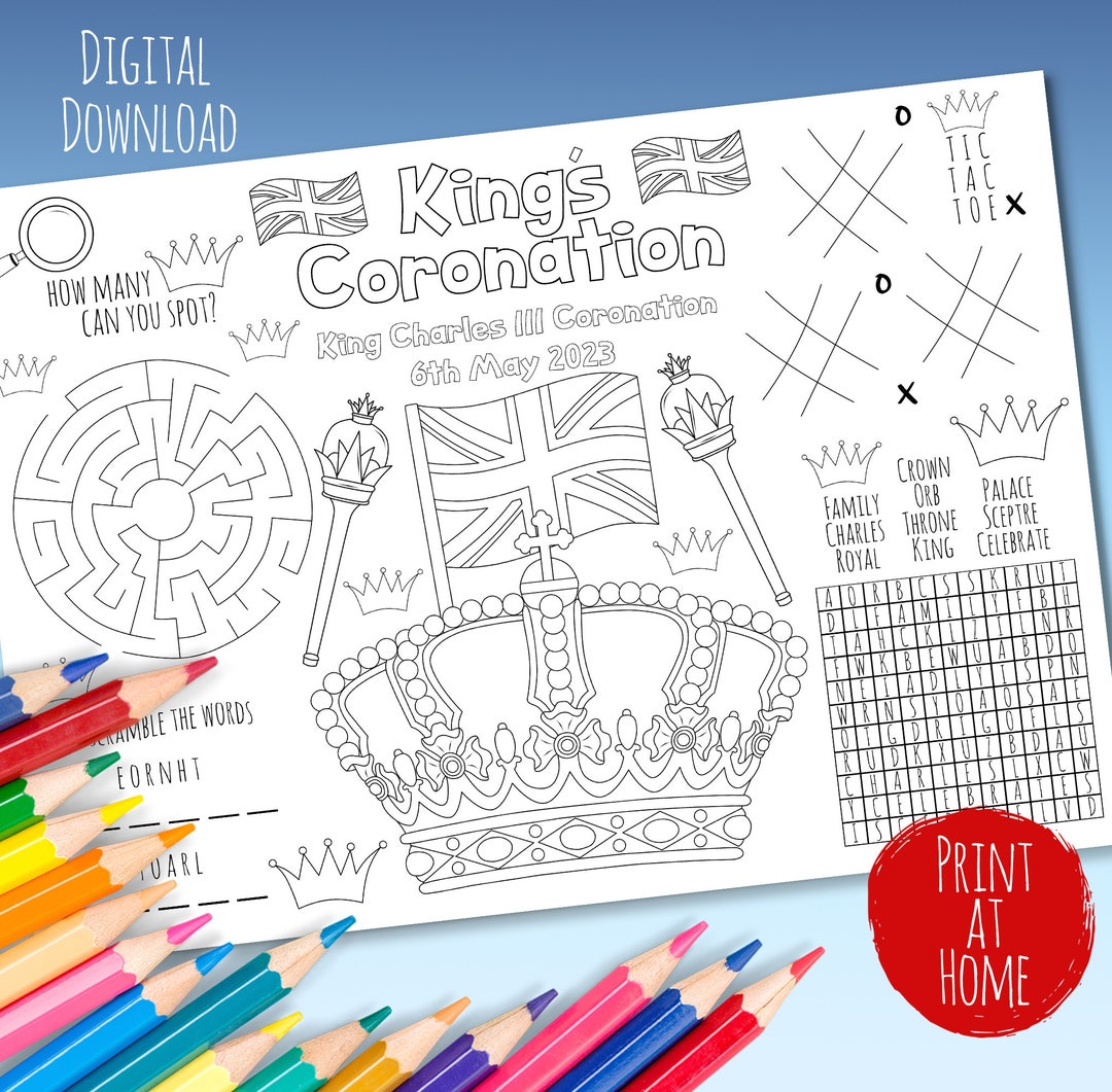 King Charles III Coronation Activity Sheet Download Puzzle Page - Etsy