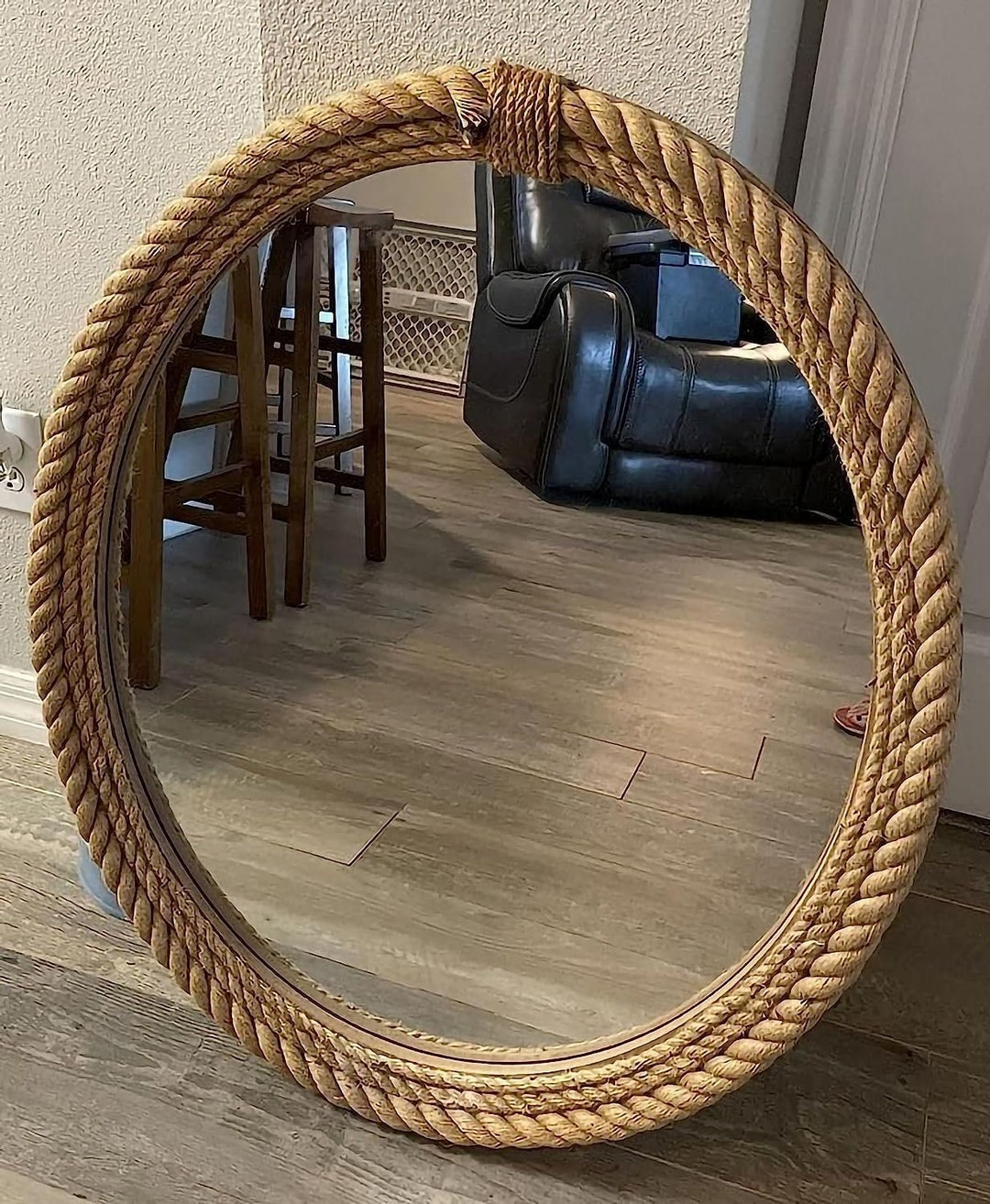Voxo International Round Mirror Rope, Beach Wooden Circular Toilet ...