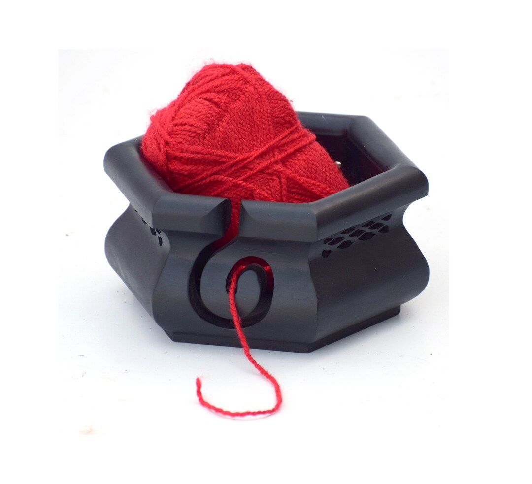 Handcrafted Acacia Wooden Yarn Bowl in Elegant Matte Black Finish by ...