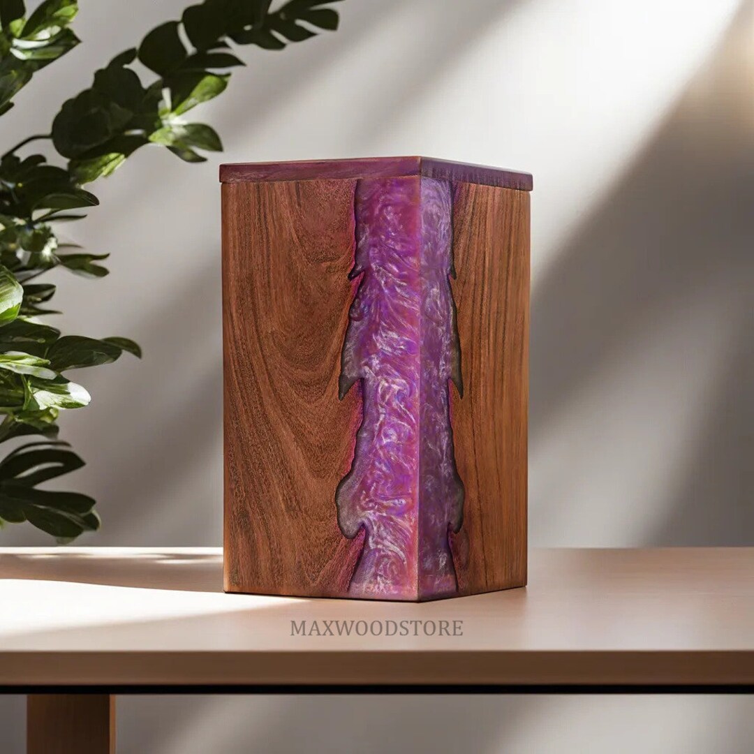 Handmade Rosewood Urn With Pink Resin: Memorial Keepsake Box - Etsy