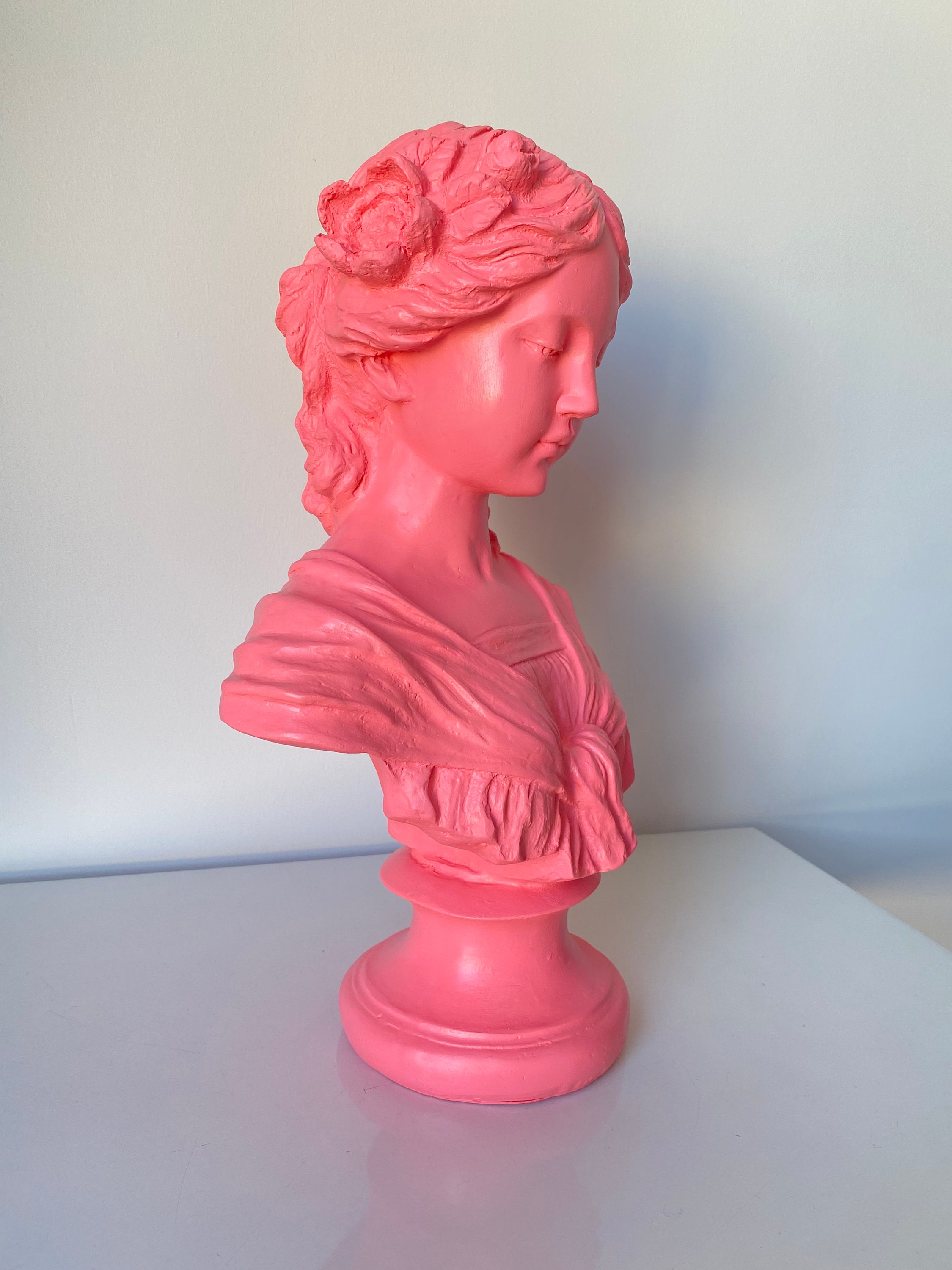Pink Princess Bust Statue - Neon Pink Classical Female Sculpture ...
