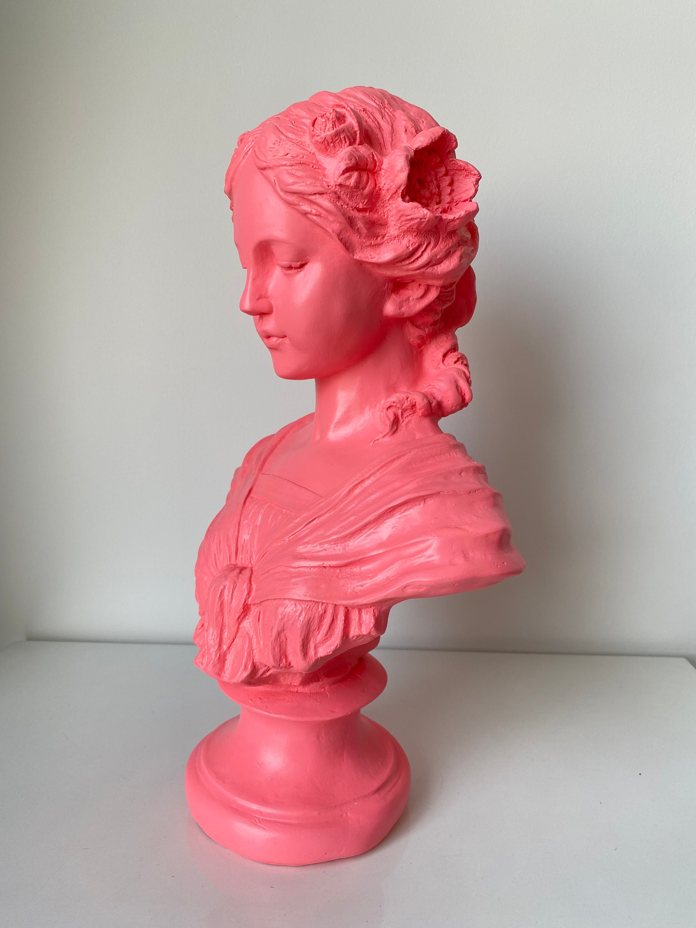 Pink Princess Bust Statue - Neon Pink Classical Female Sculpture ...