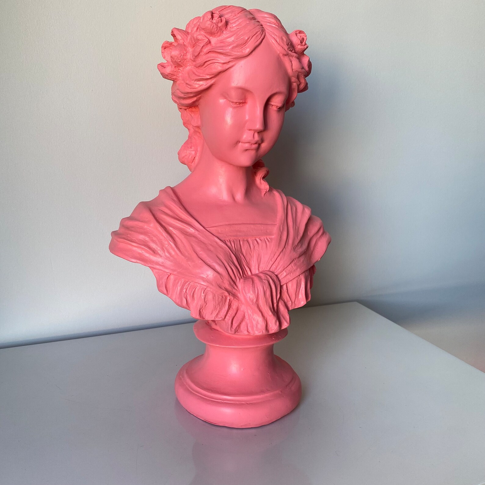 Pink Princess Bust Statue - Neon Pink Classical Female Sculpture ...