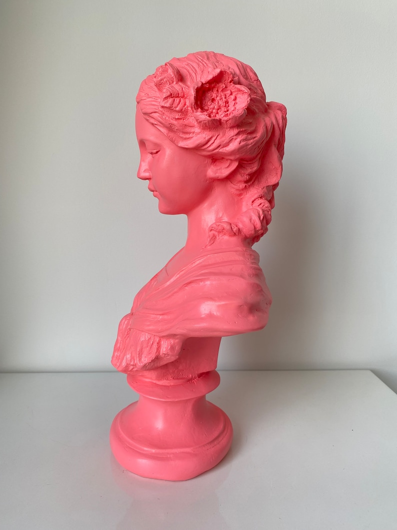 Pink Princess Bust Statue - Neon Pink Classical Female Sculpture ...