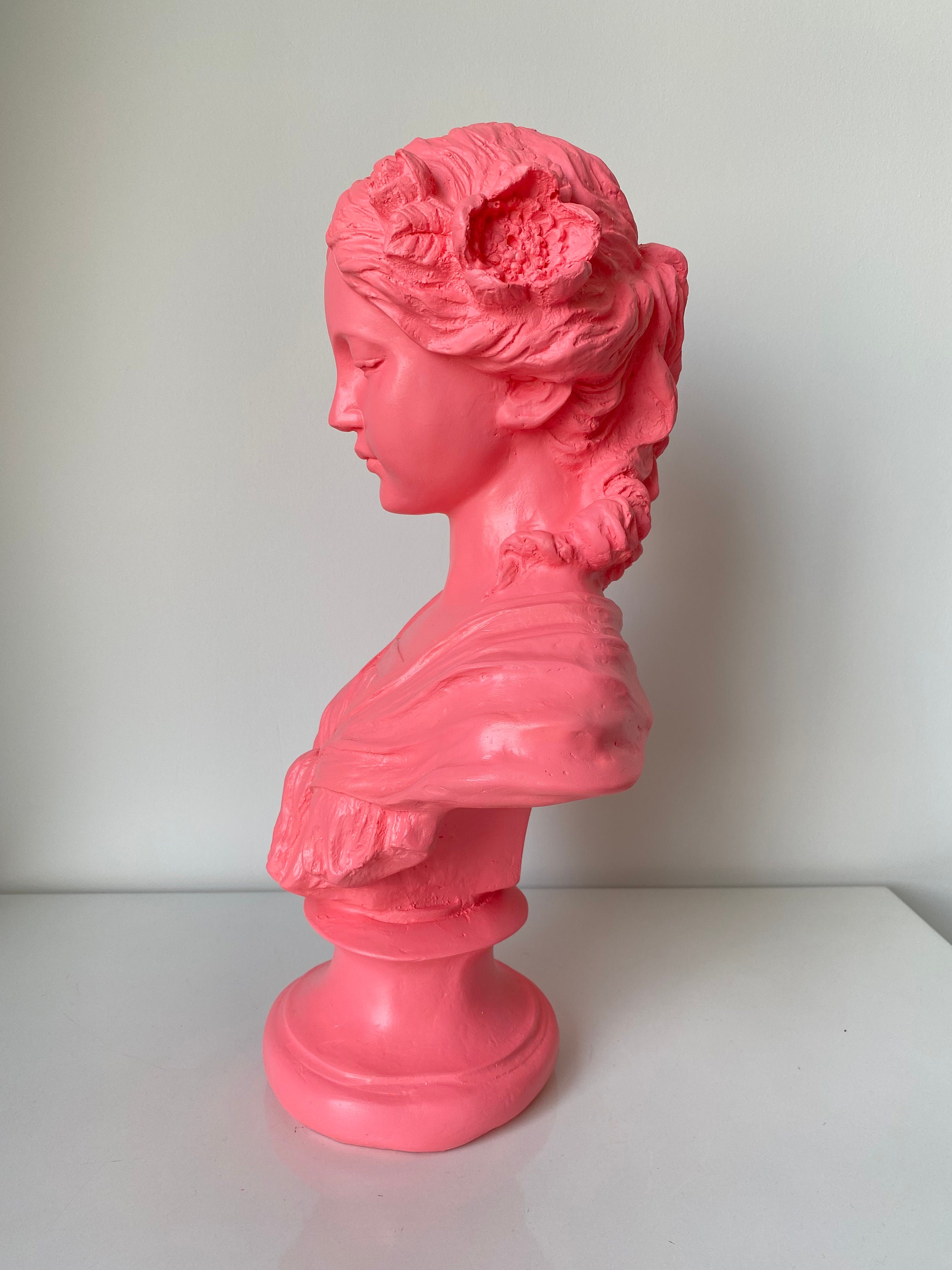 Pink Princess Bust Statue - Neon Pink Classical Female Sculpture ...