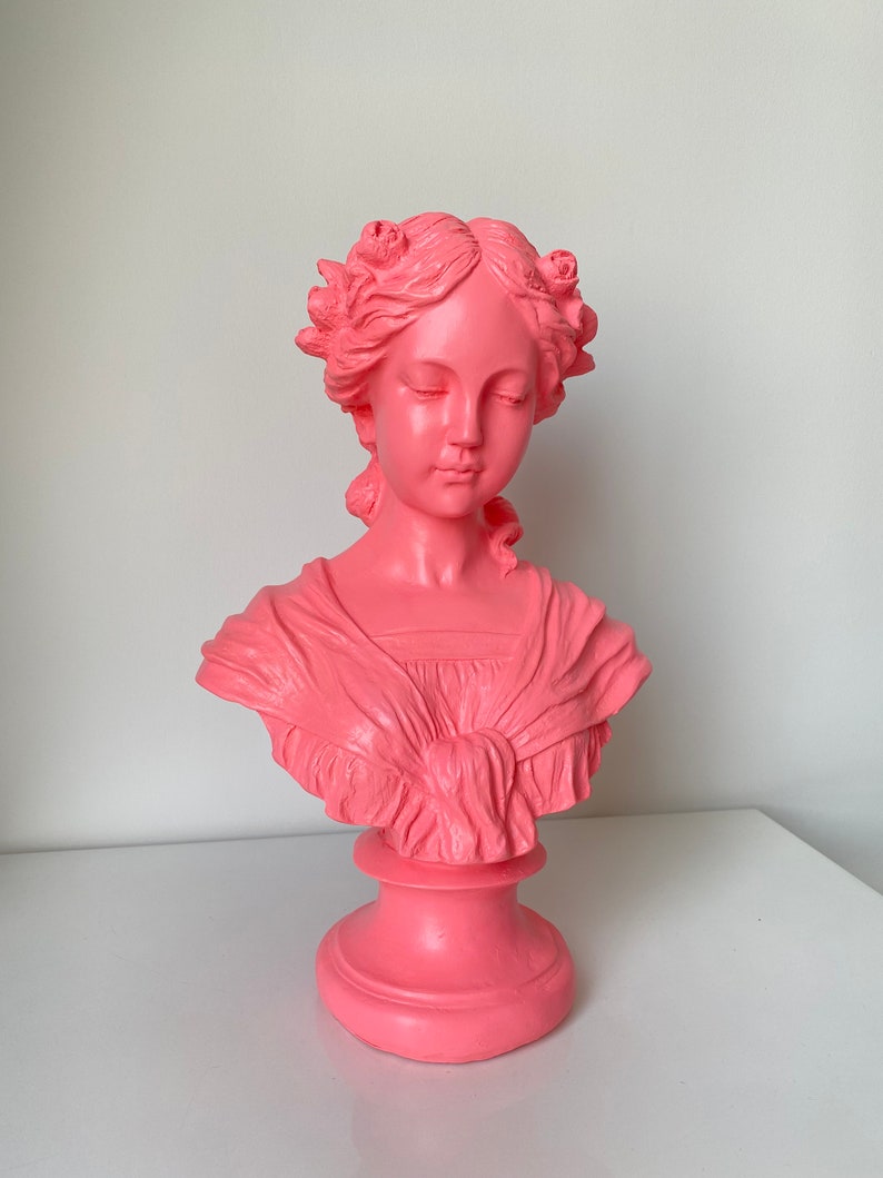 Pink Princess Bust Statue - Neon Pink Classical Female Sculpture ...