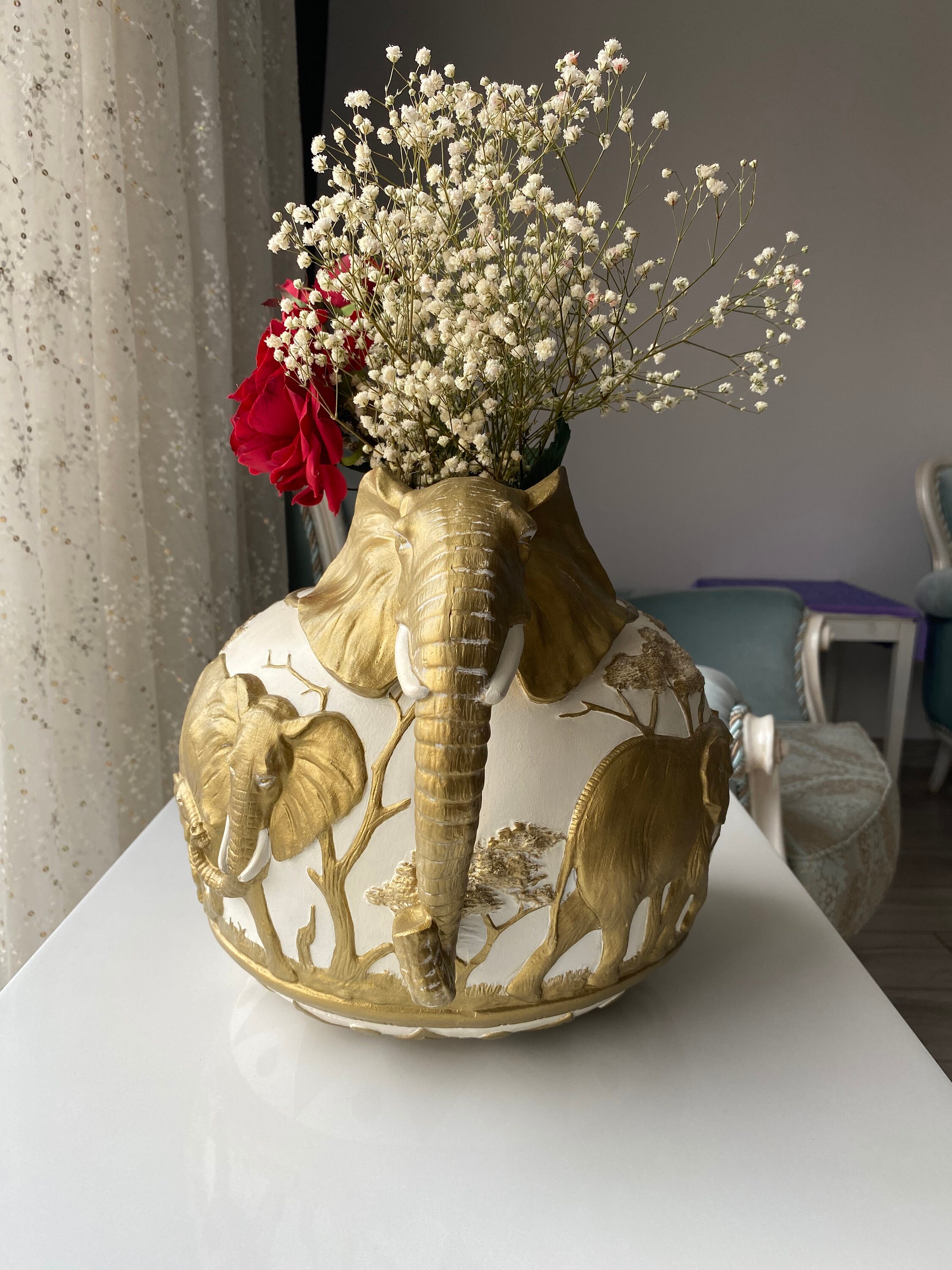 Handmade Elephant Vase, Elephant Statue, Luxury Sculpture Art, Unique ...