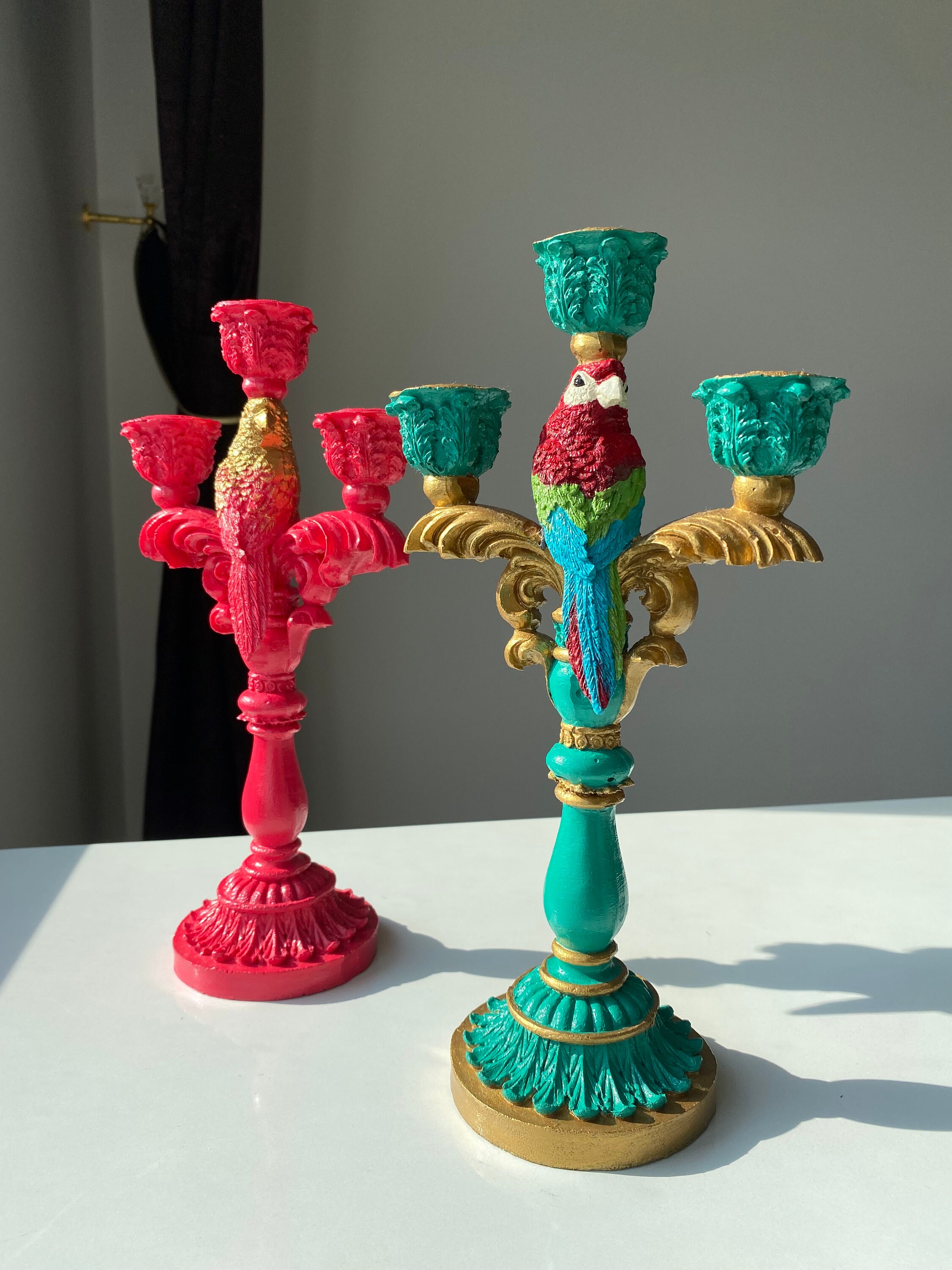 Neon Pink Parrot Candlestick, Bird Candle Holder, Pop Art Classical Art ...