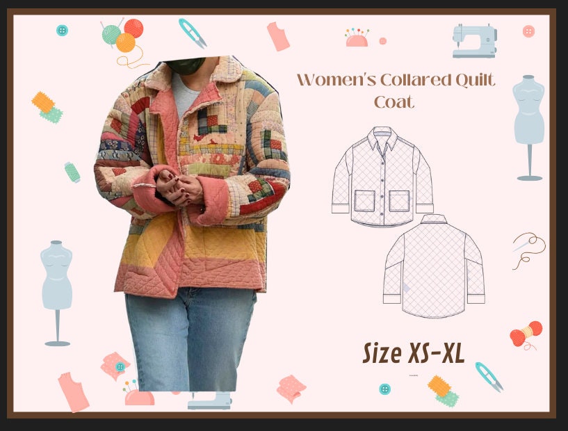 Collared Quilt Coat Sewing Pattern PDF Sewing Pattern - Etsy
