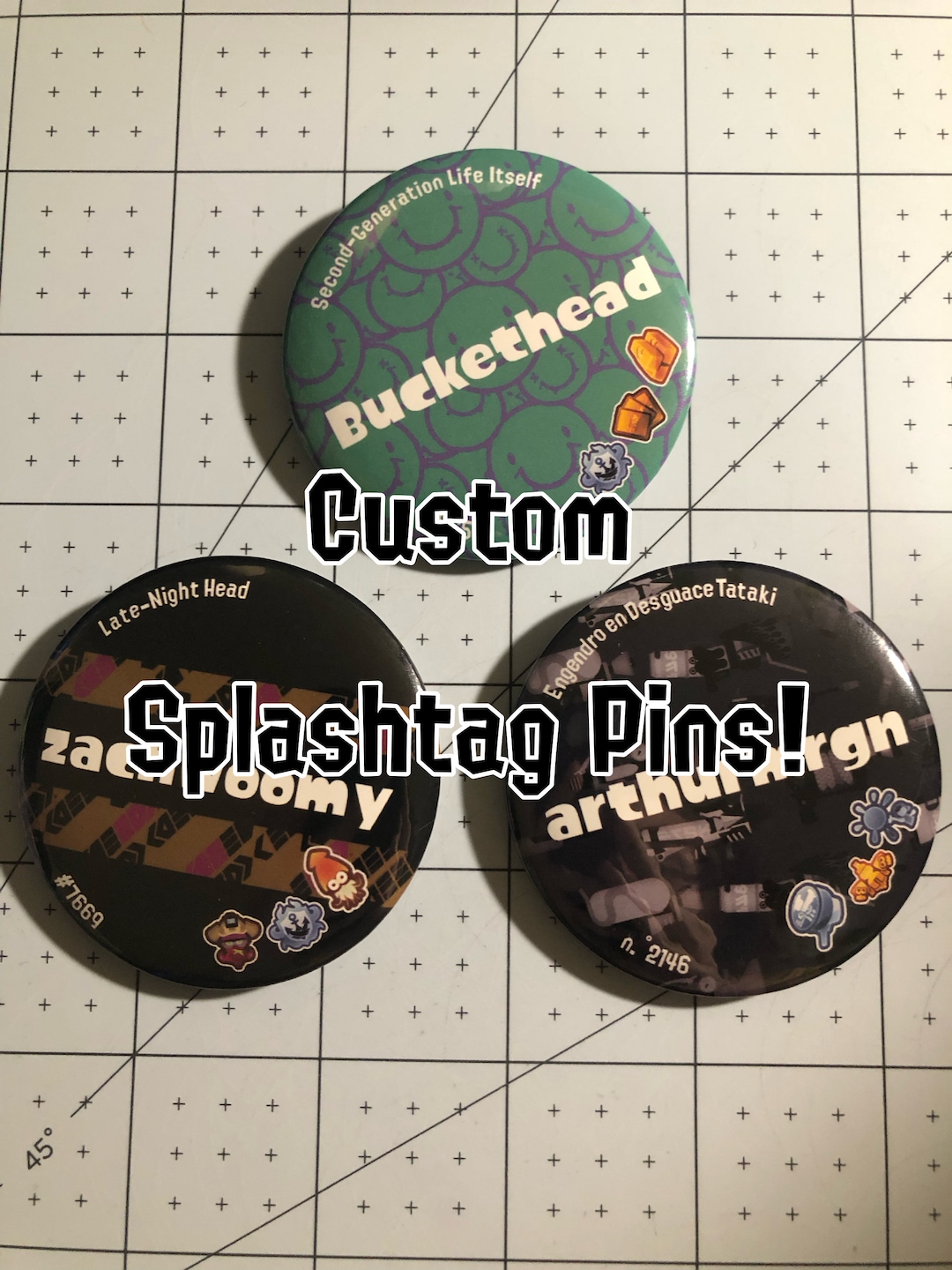 Custom Splatoon Splashtag Pins (2 1/4 In.) - Etsy