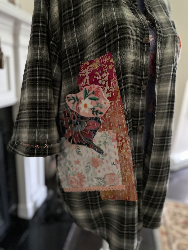 Hand Embellished Floral Flannel - Etsy