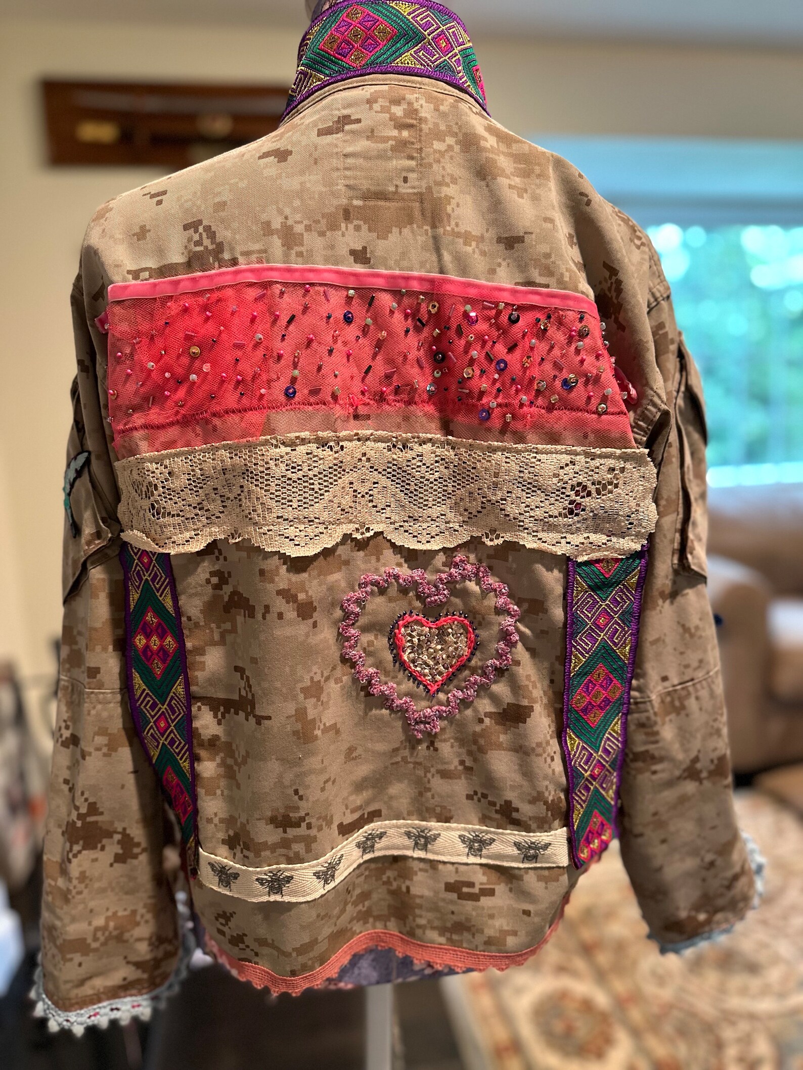 Custom Embroidered and Embellished Upcycled Military Jacket - Etsy