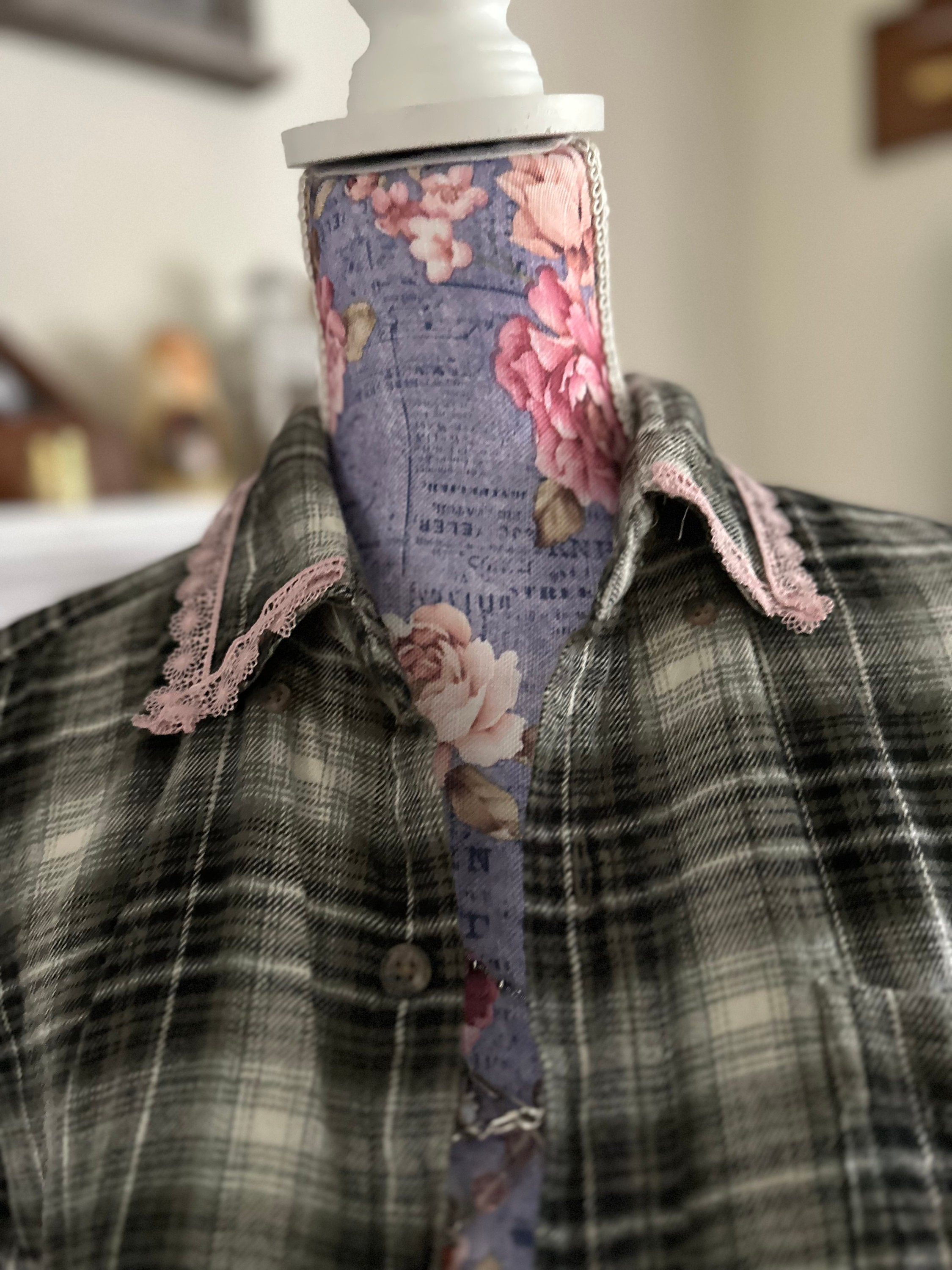 Hand Embellished Floral Flannel - Etsy
