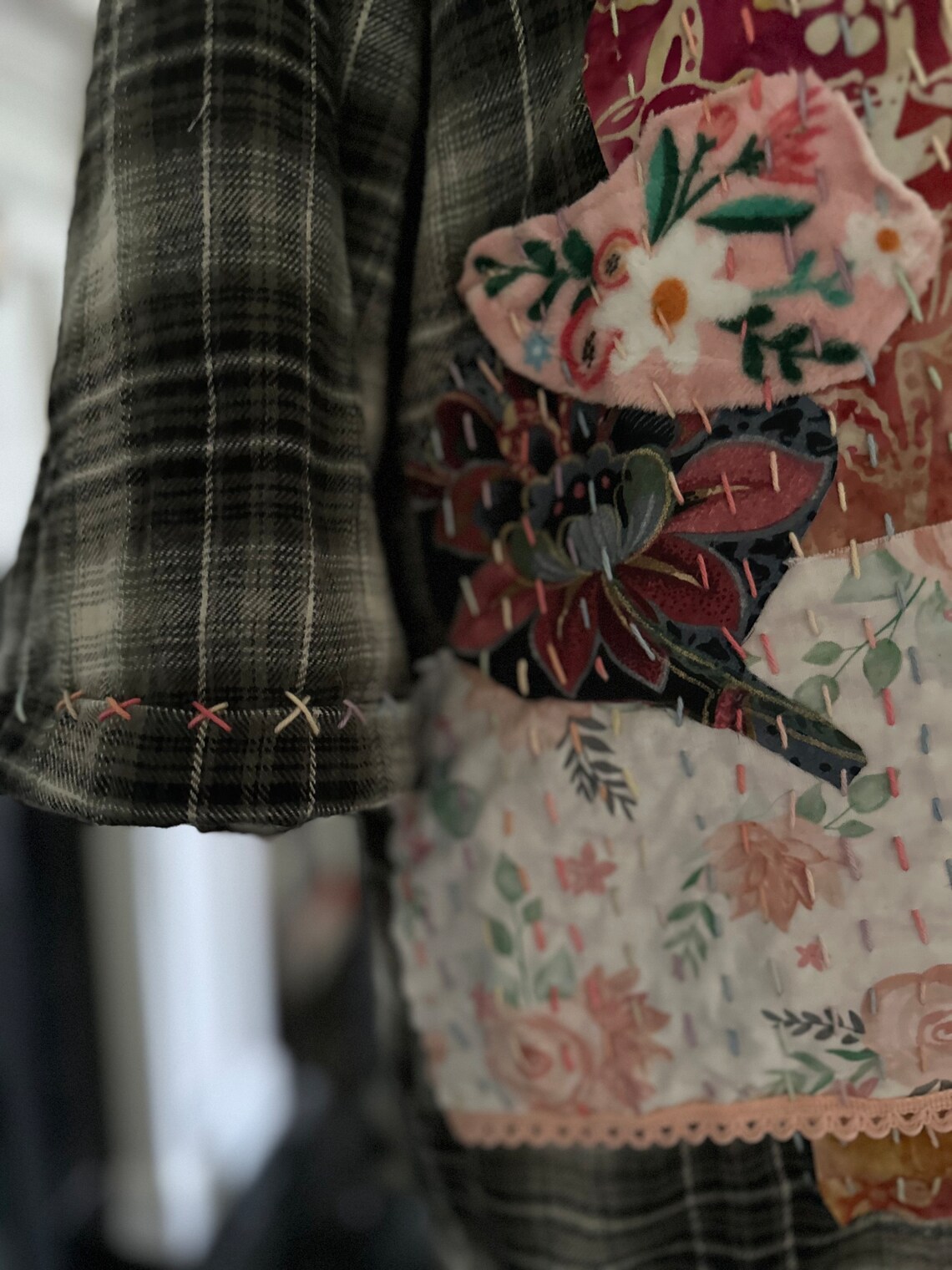 Hand Embellished Floral Flannel - Etsy