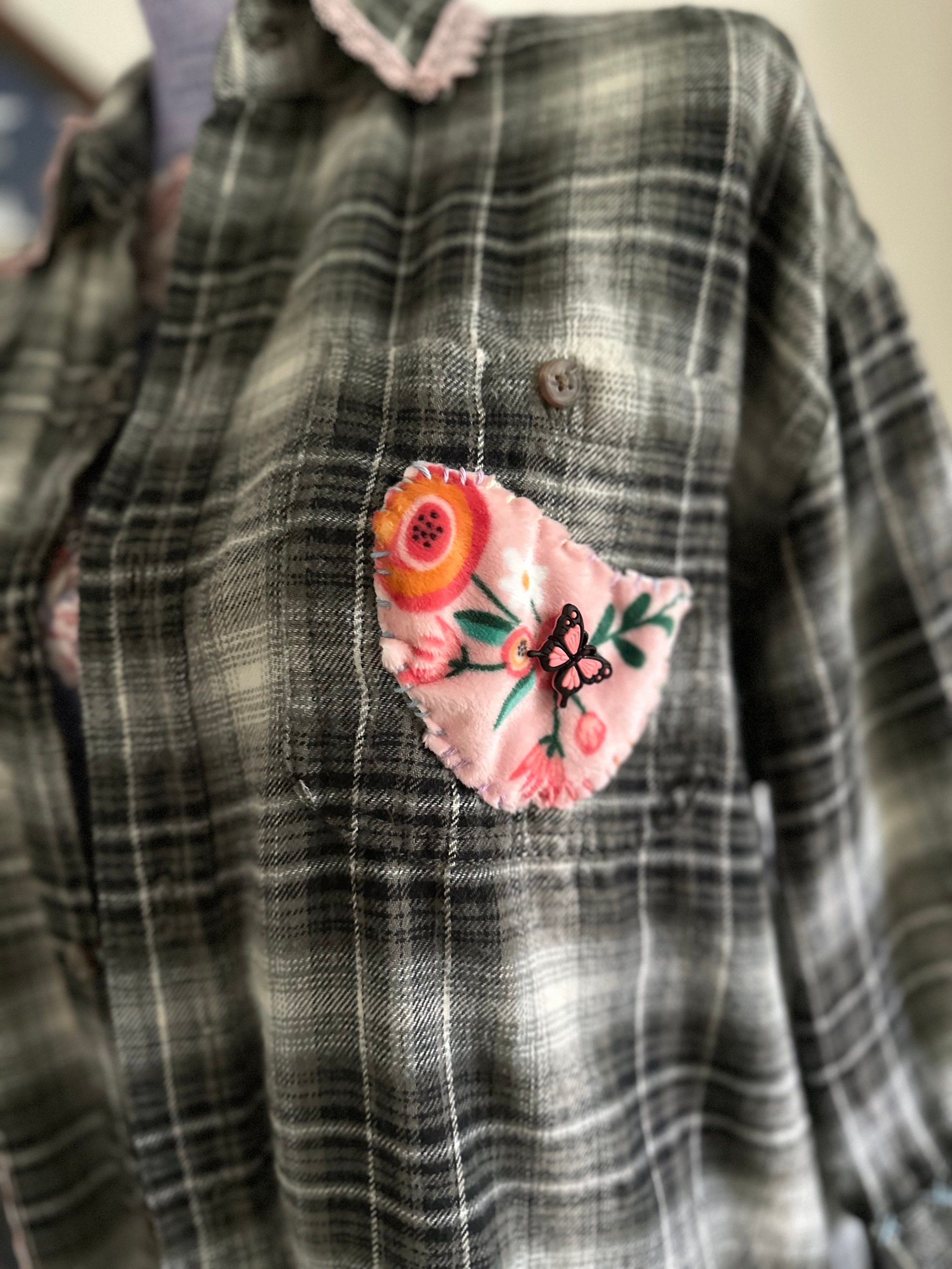 Hand Embellished Floral Flannel - Etsy