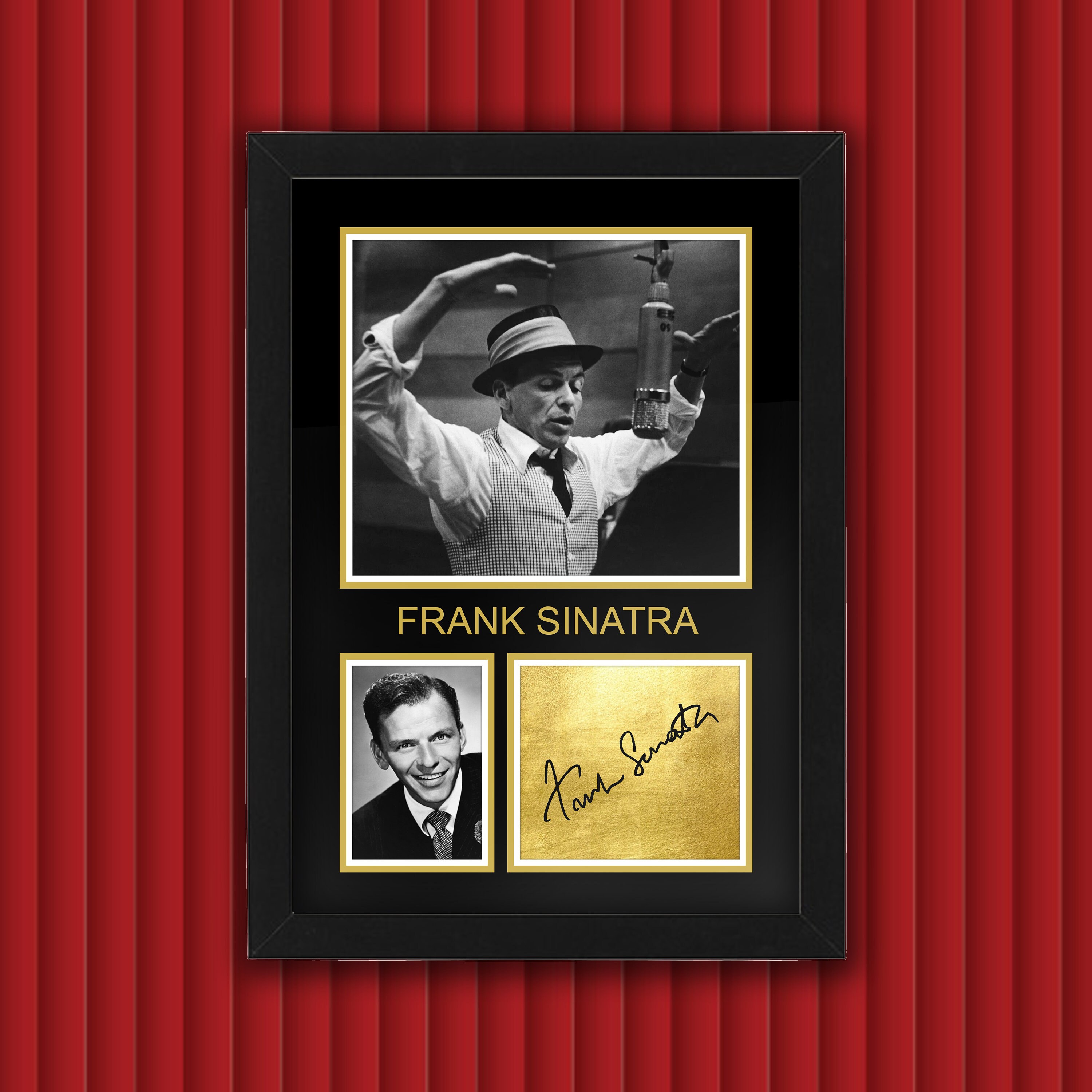 FRANK SINATRA Display Case W Reproduced Autograph Signature Framed ...