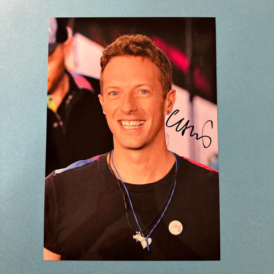Chris Martin - Foto assinada do Coldplay com autógrafo autêntico e ...