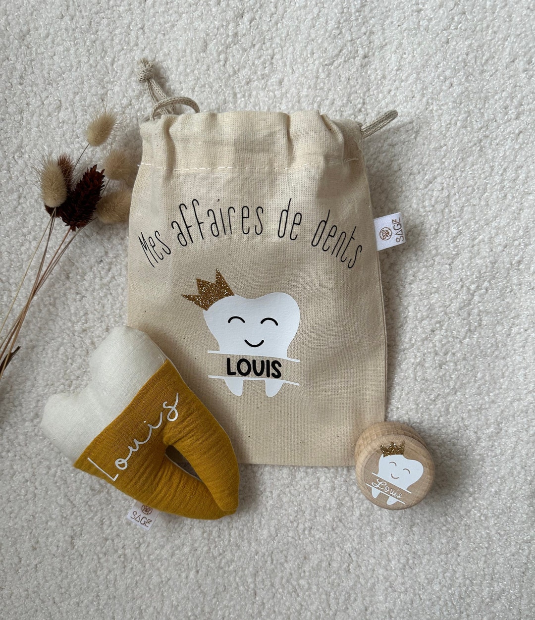 Baby Tooth Kit, Tooth Cushion, Tooth Box and Pouch Personalized With ...