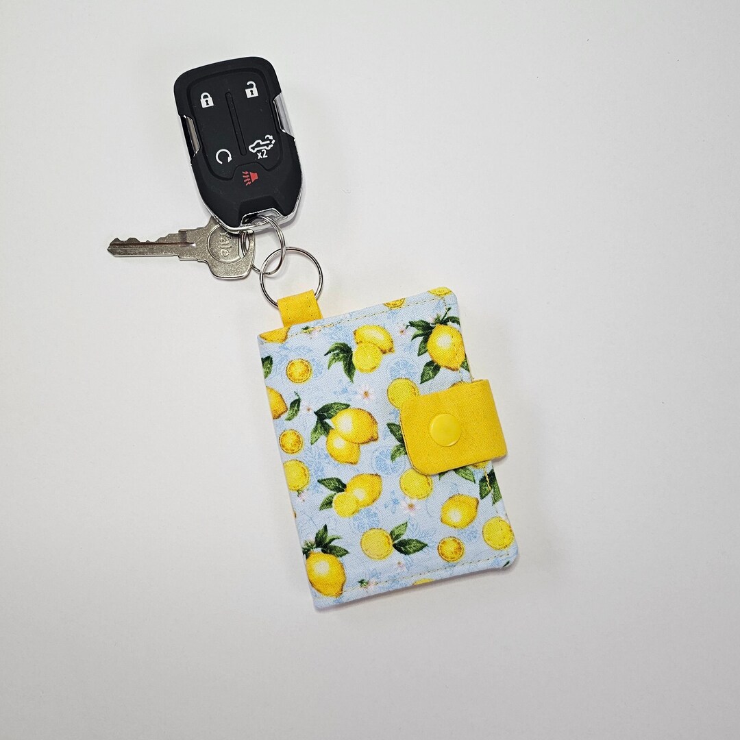 Slim Keychain Card Wallet, Lemon Wallet, Spring Wallet - Etsy
