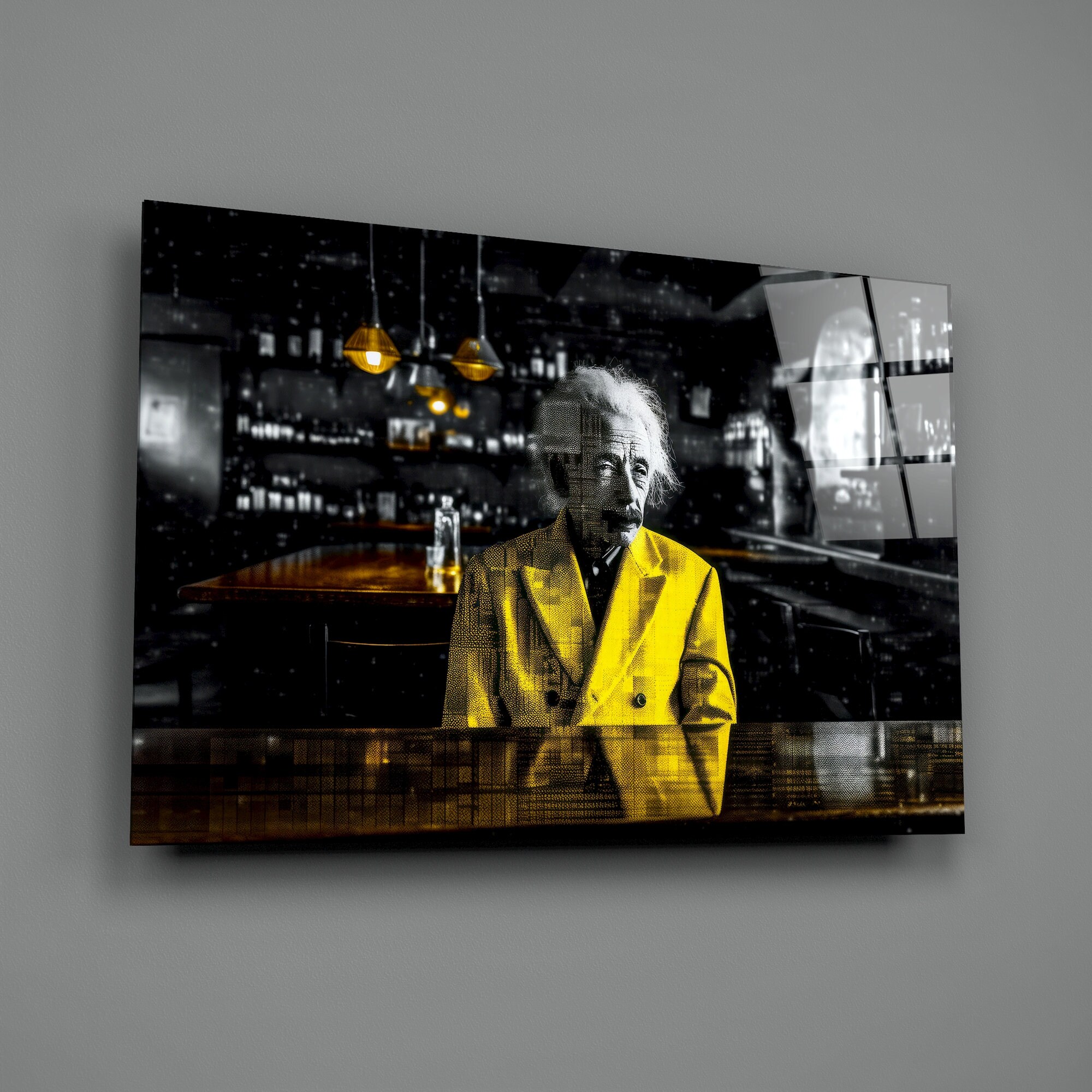 Einstein in the Bar - Designer's Collection Glass Wall Art - Etsy
