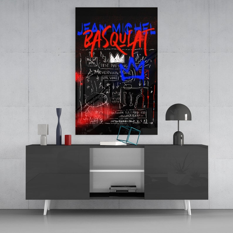 Jean Michel Basquiat - Designer's Collection Glass Wall Art - Etsy