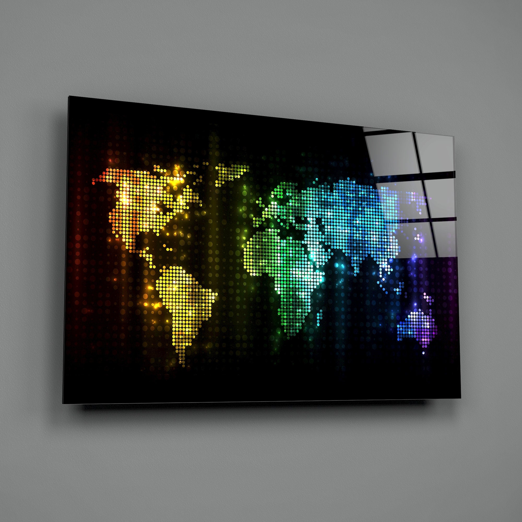 Colorful World Map Glass Wall Art - Etsy