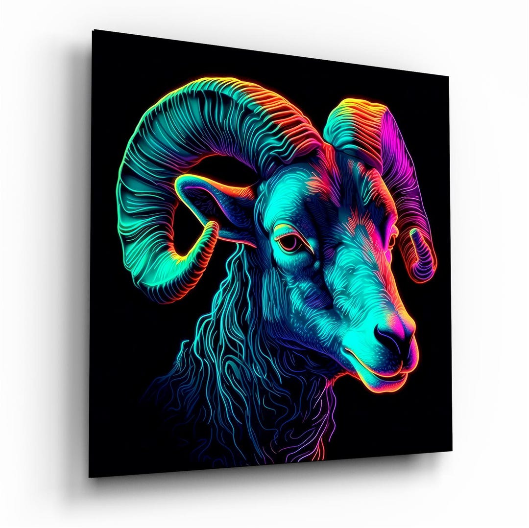 Abstract Art Goat - Glass Wall Art - Etsy