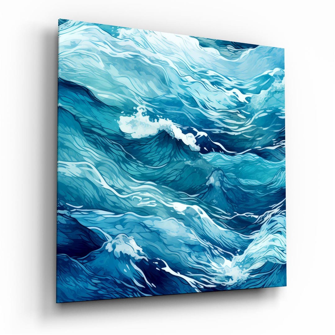 The Waves - Glass Wall Art - Etsy