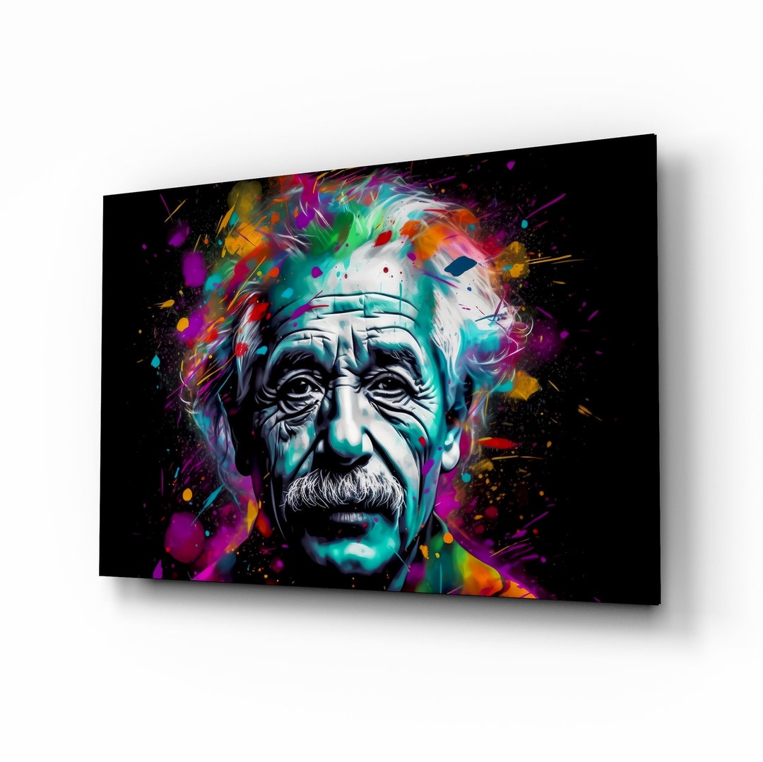 Colorful Albert Einstein - Designer's Collection Glass Wall Art - Etsy