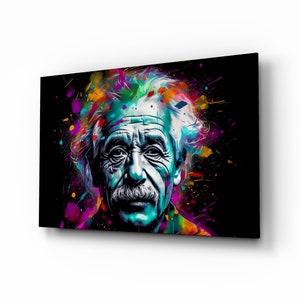 Colorful Albert Einstein - Designer's Collection Glass Wall Art - Etsy