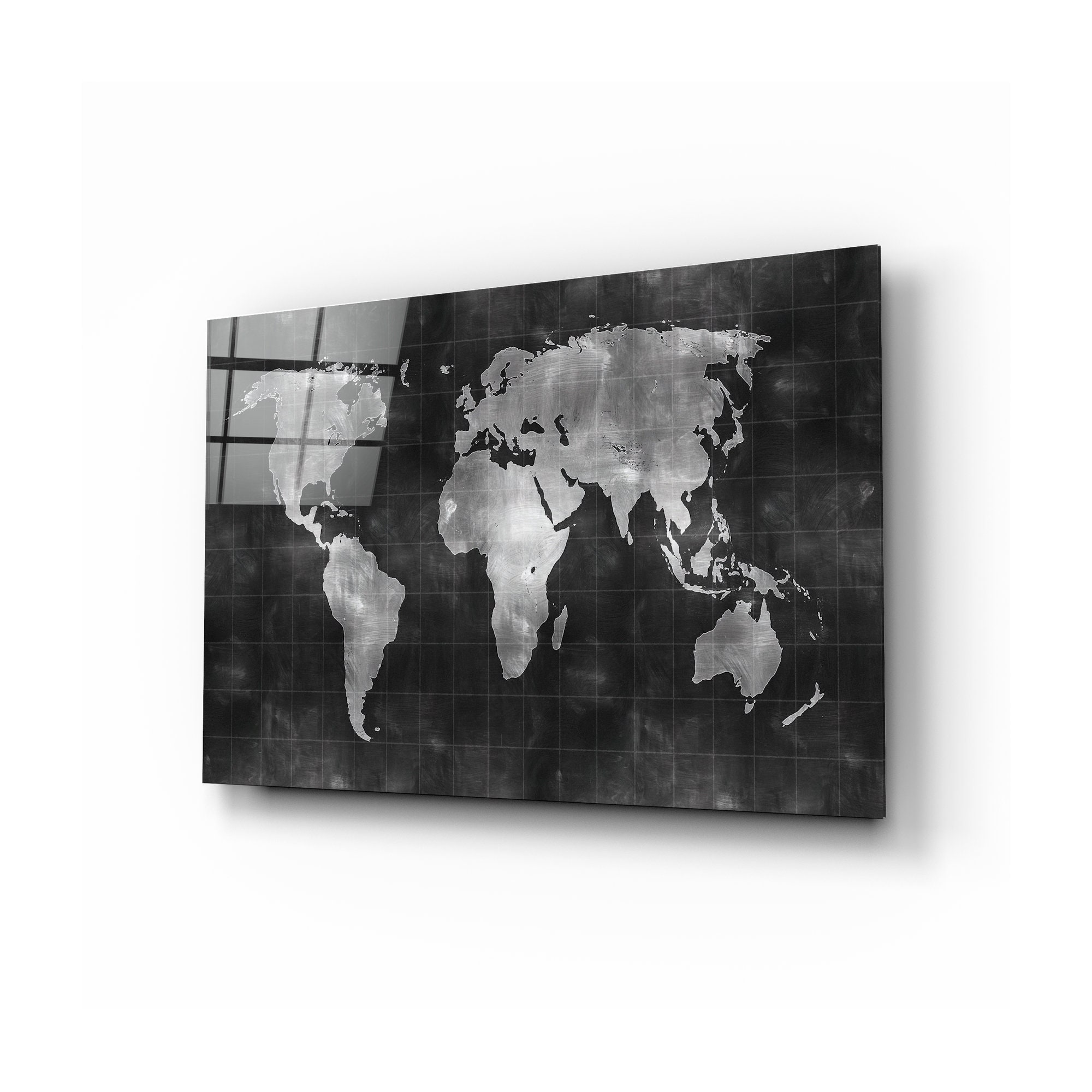 World Map Glass Wall Art Etsy