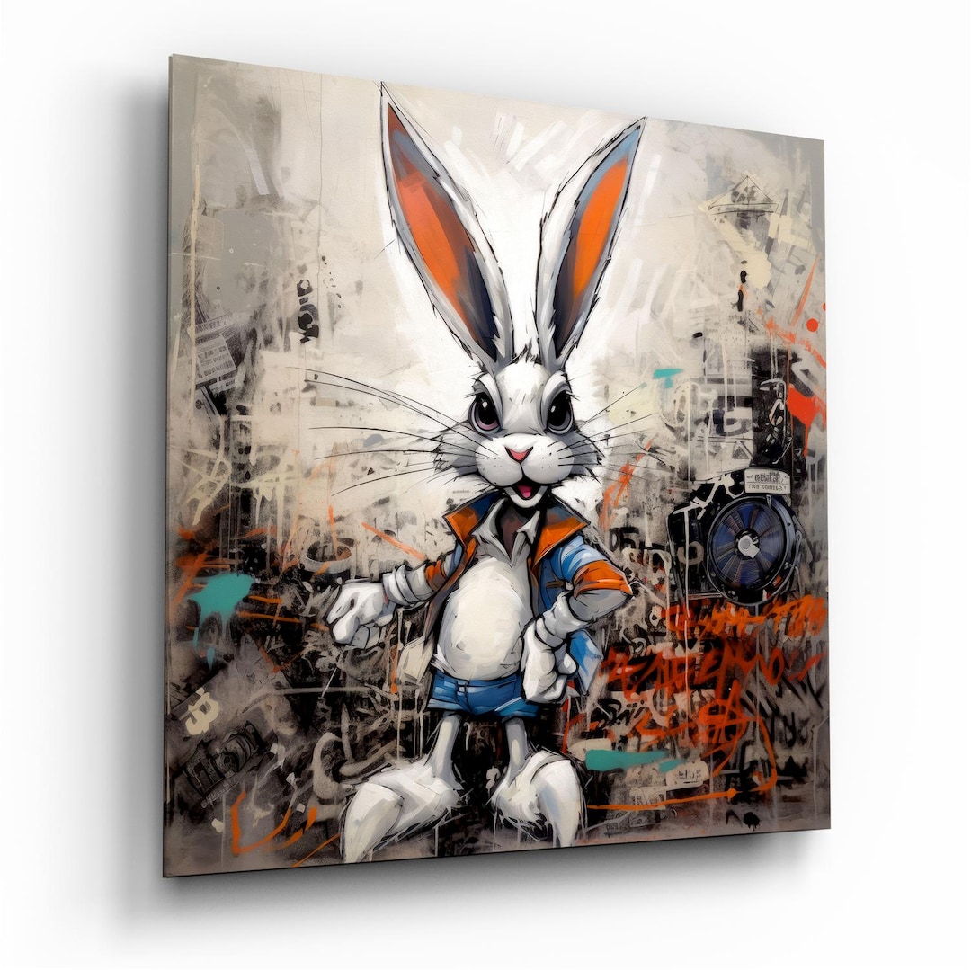 Abstract Bug Rabbit - Glass Wall Art - Etsy