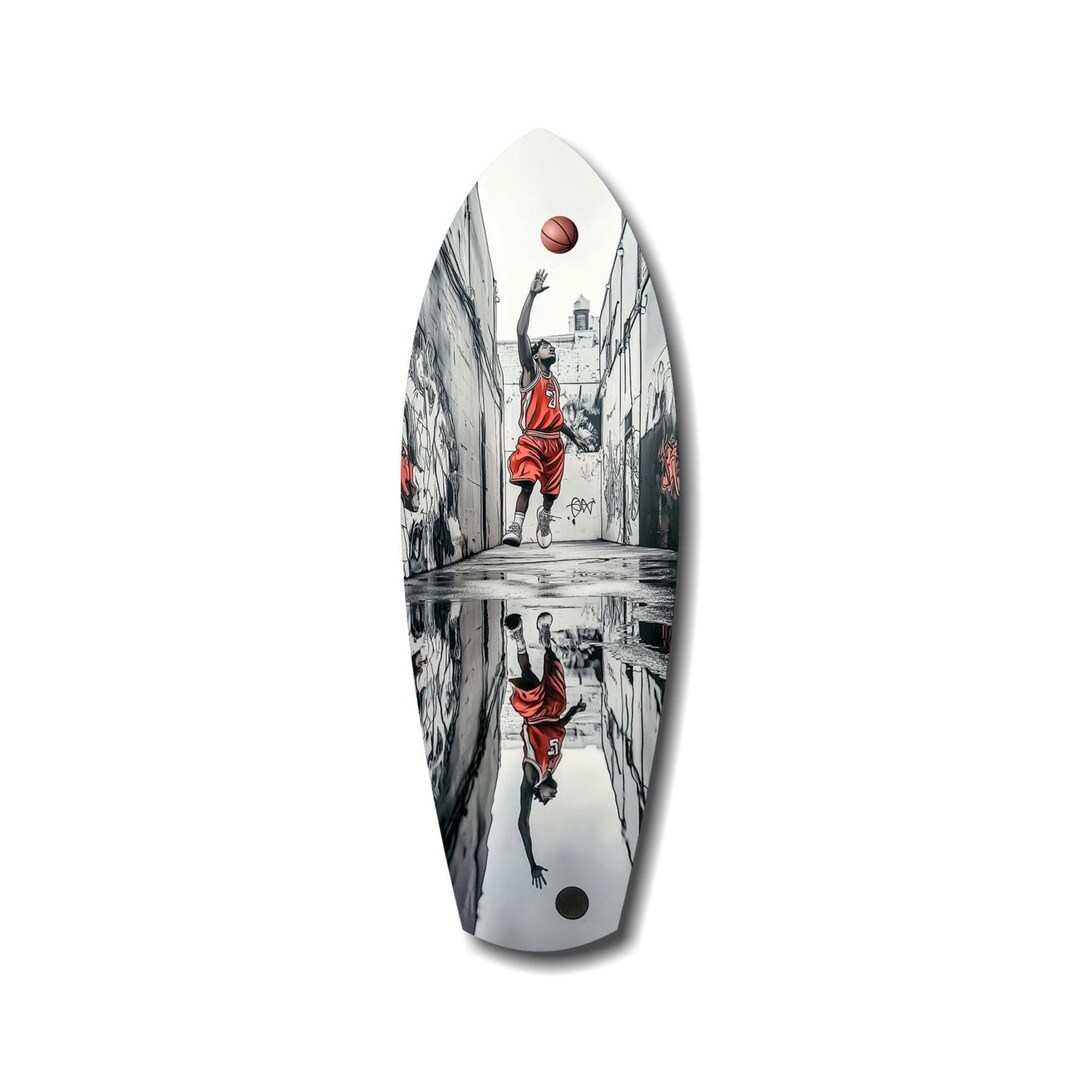 Basketball - Surf Shaped Glass Wall Art - Etsy