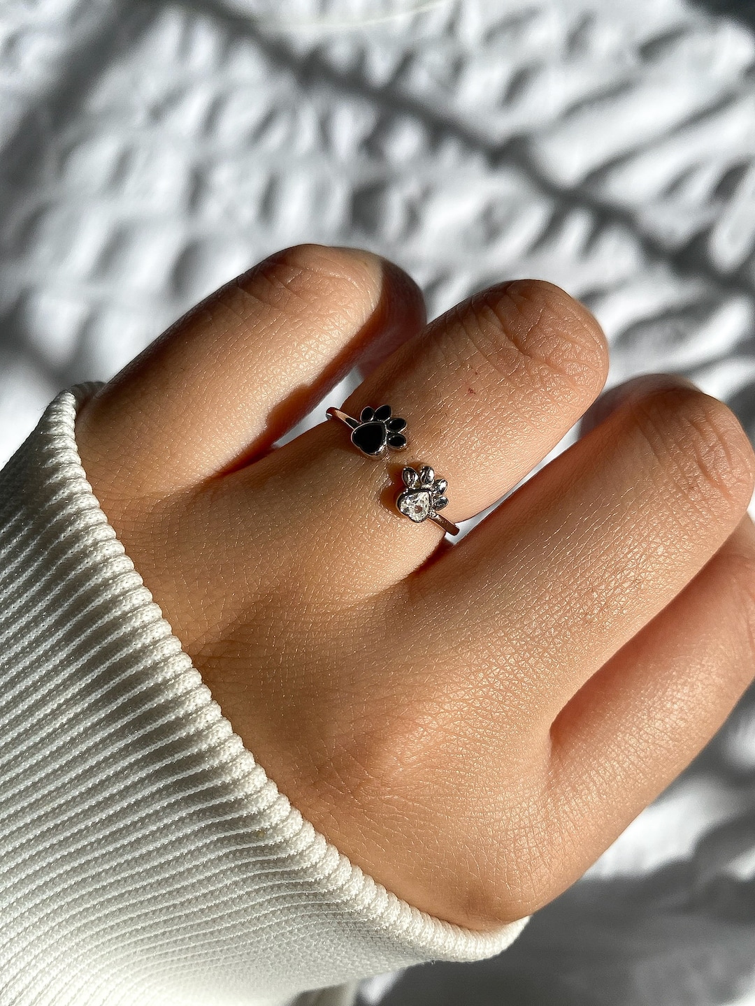 Sterling Silver Dog Paw Ring, Adjustable Ring, Silver Ring, Dog Lovers ...