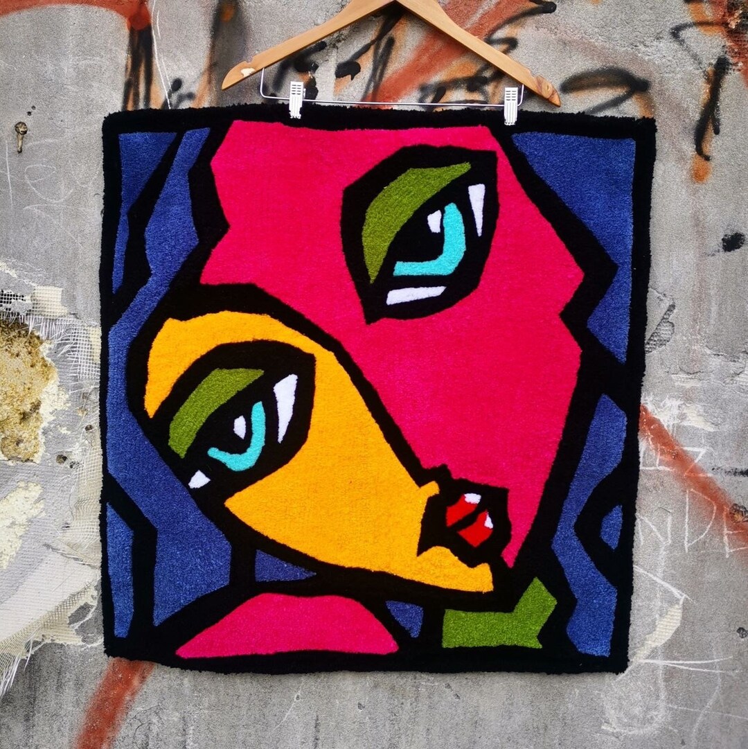 Abstract Face | Living Room Decor. 100% Acrylic Handmade Rug. Size ...