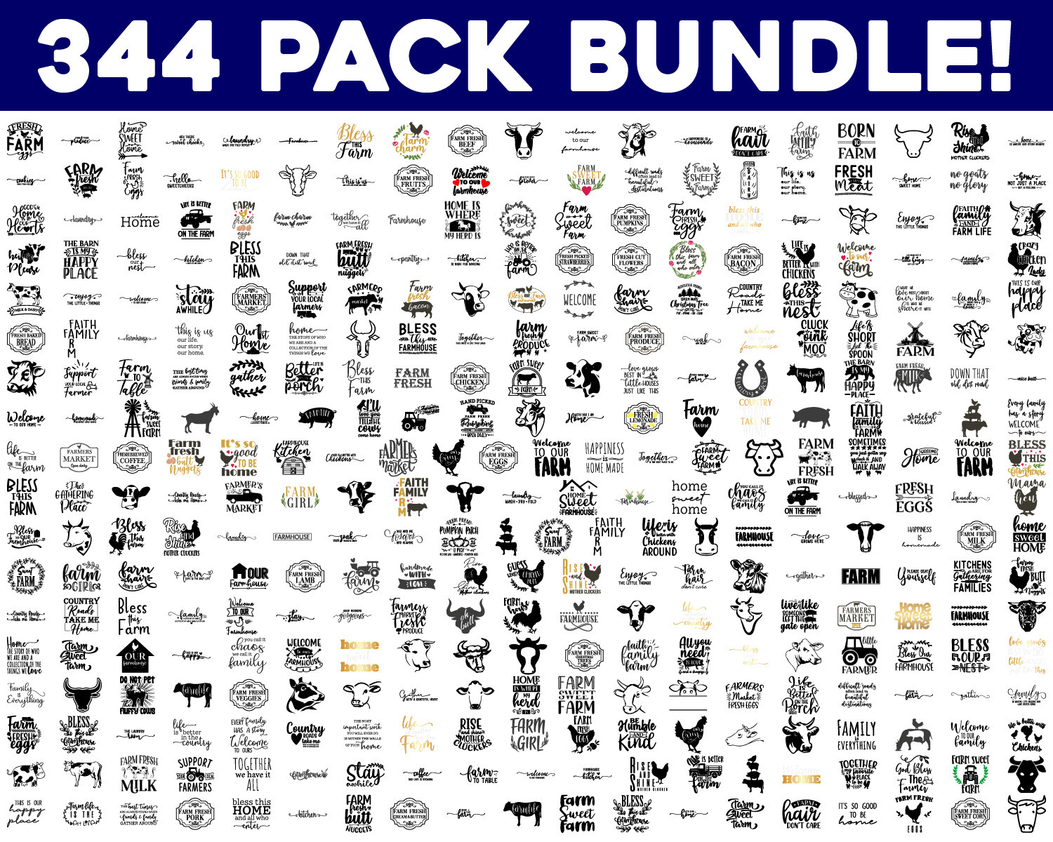 FARM MEGA BUNDLE, 344 Designs, Farm Svg, Farm Life Svg, Farmhouse Sign ...