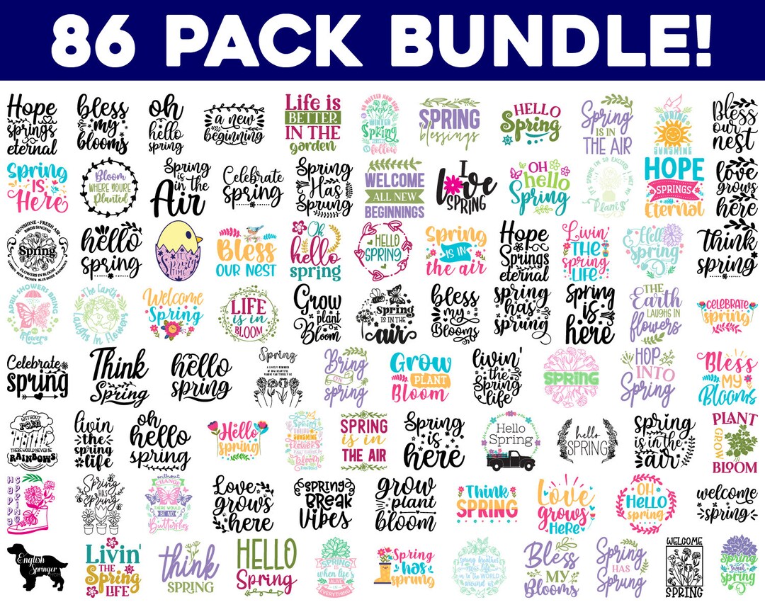 SPRING MEGA BUNDLE, 86 Designs, Spring Svg, Easter Svg, Welcome Spring ...
