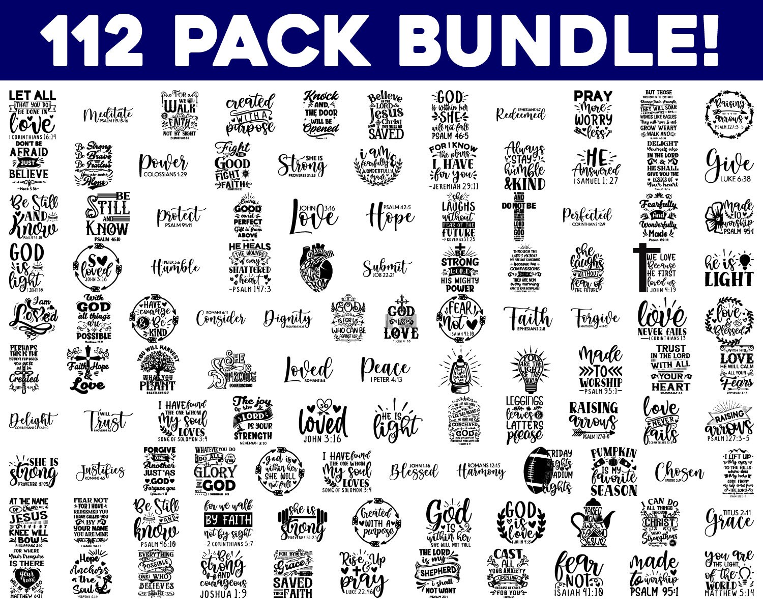 BIBLE MEGA BUNDLE, 112 Designs, Bible Svg, Christian Svg, Scripture Svg ...