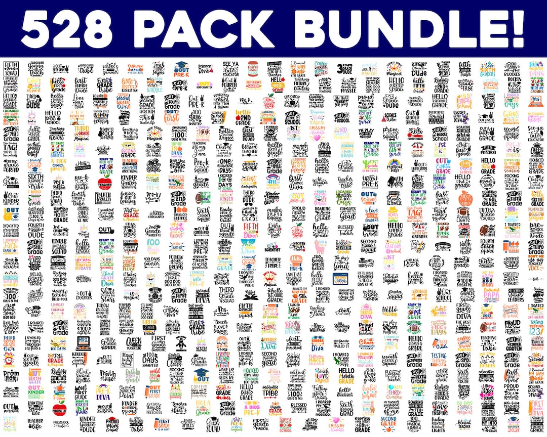 SCHOOL MEGA BUNDLE, 528 Designs, School Svg, Back to School Svg, Grade ...