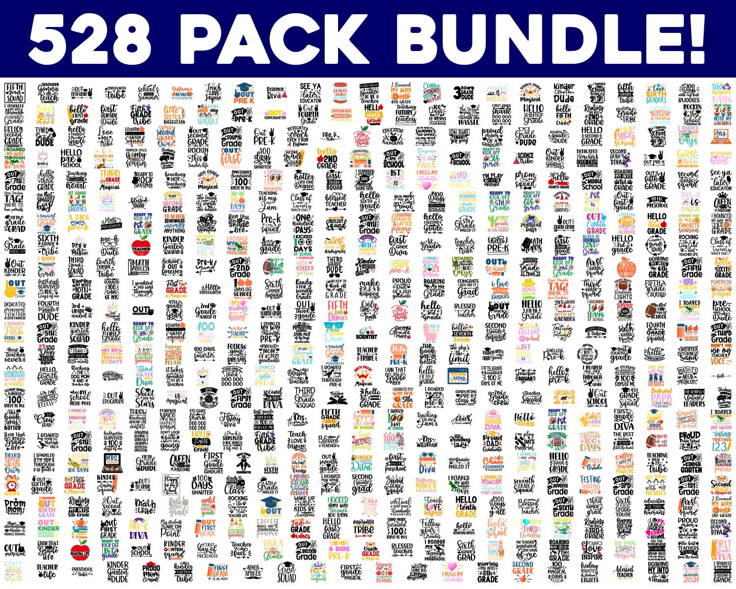 SCHOOL MEGA BUNDLE, 528 Designs, School Svg, Back to School Svg, Grade ...