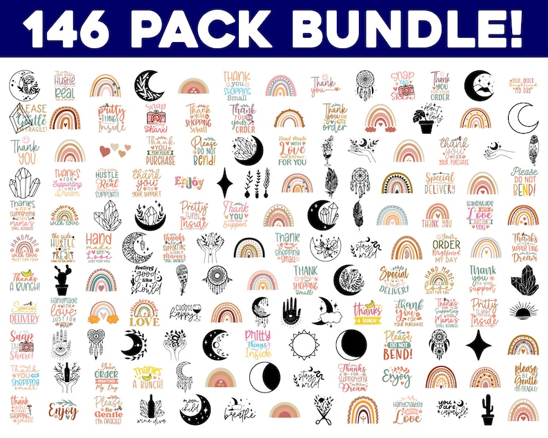 BOHO MEGA BUNDLE, 146 Designs, Boho Svg, Boho Hand Drawn Svg, Nursery ...