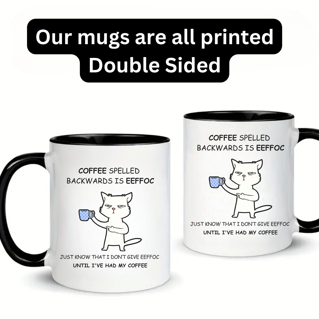 Coffee Spelled Backwards is Eeffoc Mug Round Coffee Tea Mug Ceramic ...