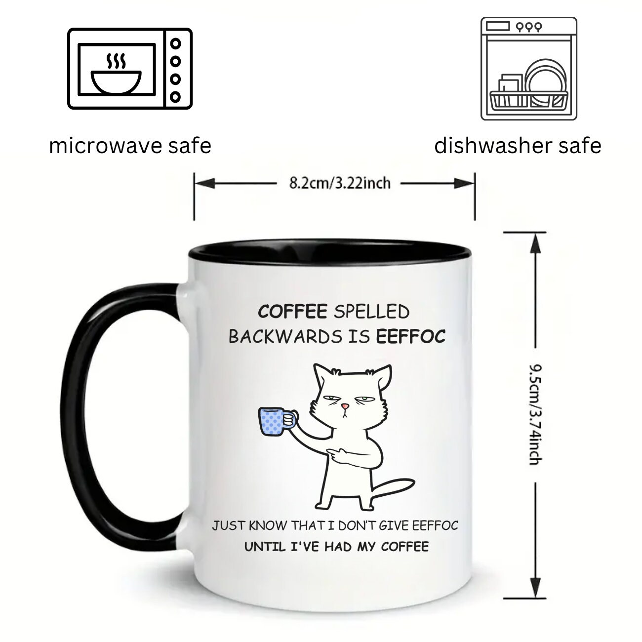 Coffee Spelled Backwards is Eeffoc Mug Round Coffee Tea Mug Ceramic ...