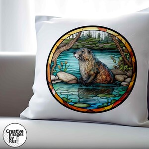Beaver Stained Glass Clipart, Round Image, Instant Digital Download ...