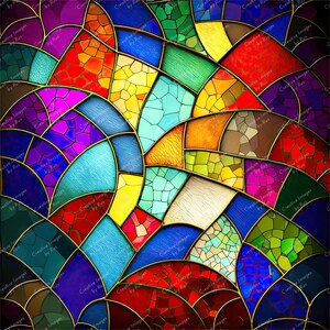 Stained Glass Background Images, Rainbow Colours, Instant Digital ...