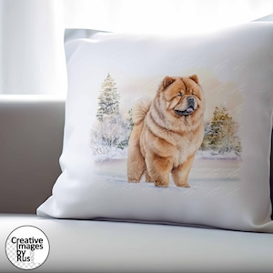 Chow Chow Dog Clipart, Watercolour Winter Image, Instant Digital ...