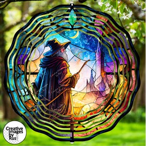 Mythical Wizard Stained Glass Clipart, Round Image, Instant Digital ...